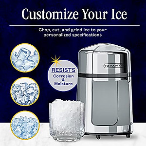 Nuvantee Ice Shaver Snow Cone Machine Manual Ice Crusher Crushes Ice to Your Desired Fineness Stainless Steel, Non-Slip , BPA Free Easy to Use Ice Crusher Hand Crank - Chrome Plated