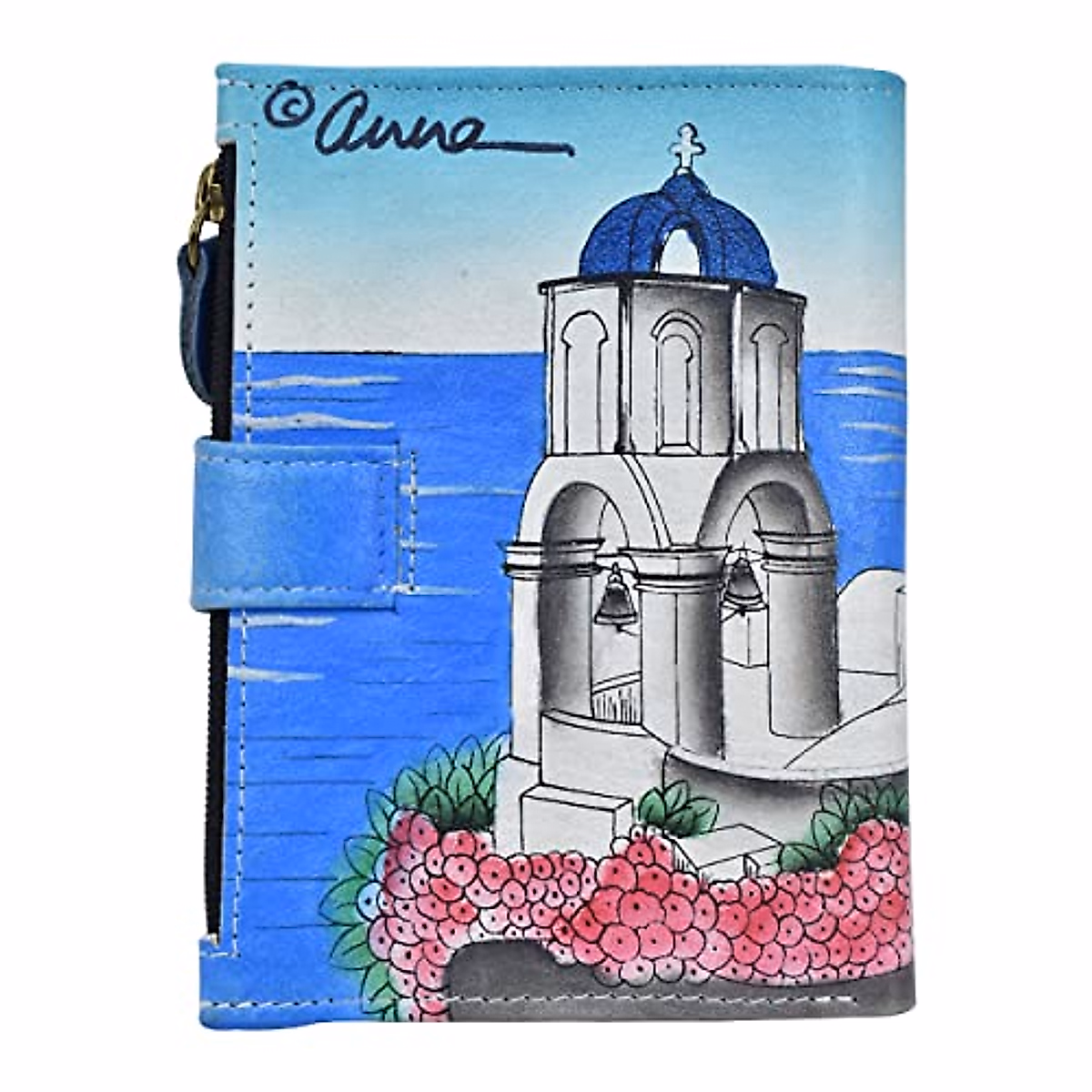 Anna by Anuschka Women's Hand Painted Leather Ladies Wallet-Magical Greece