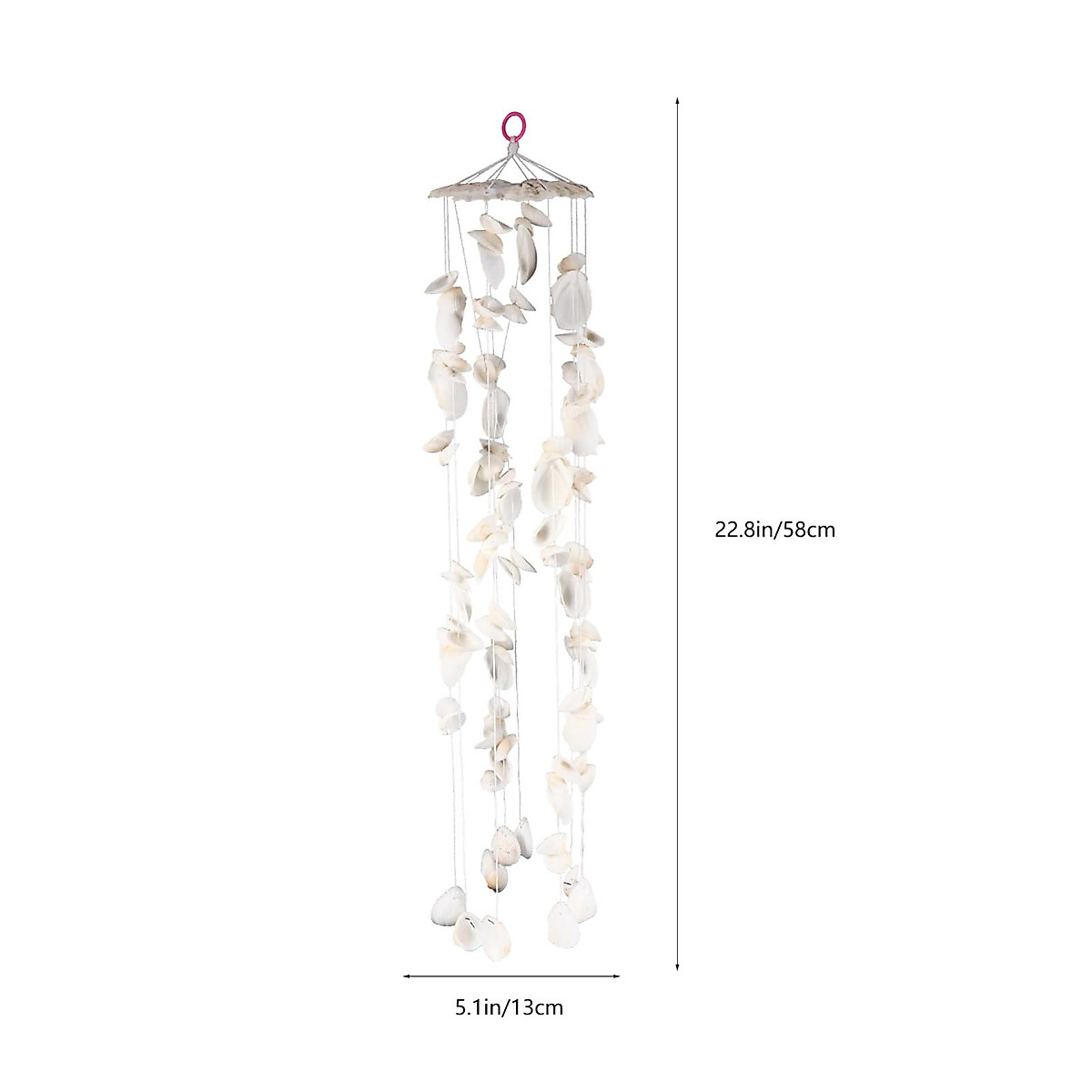 BESPORTBLE Natural Seashell Wind Chime Seashell Wind Bell Decorative Hanging Ornament Nautical Home Decor Gift for Room Patio Balcony Garden (White)