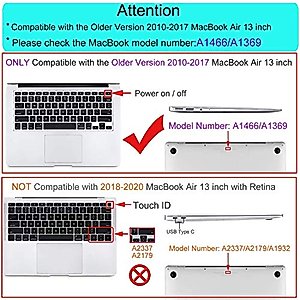 GVTECH Case for MacBook Air 13 inch Crystal Clear Case A1369 A1466, Plastic Hard Shell & Keyboard Cover & Screen Protector for with MacBook Air 13 (2010-2017) (A1369/A1466)