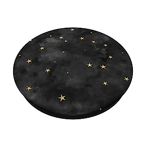 Starry Night Galaxy Tiny Golden Stars on Smoky Charcoal Gray PopSockets PopGrip: Swappable Grip for Phones & Tablets