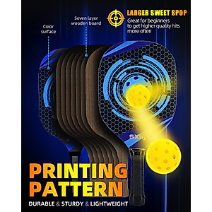 SXhyf Pickleball Set with Net Paddles of 4 Beginner Racquets Set, Fun Racquet Sport Include Wood & Balls 1 Carry Bag, Gifts for Men Women