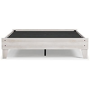 Signature Design by Ashley Shawburn Modern Farmhouse Platform Bed, Queen, Whitewash