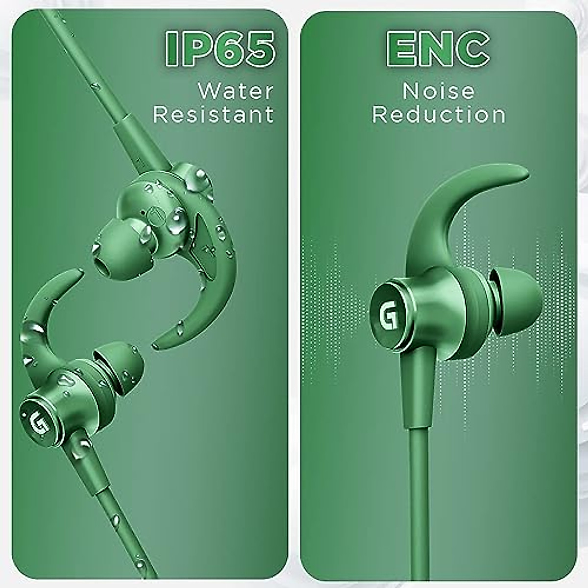 GIZMORE Giz Mn227 Bang Bluetooth Wireless 5.2 in Ear Neckband, Up to 40 Hrs Playtime, Dual Pairing, Touch Controls, Magnetic Smart Buds, Fast Caharge Neckband (Green)