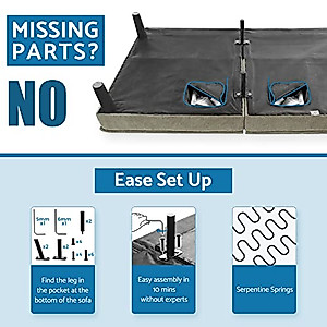 LIFERECORD Futon Sofa Bed Modern Linen Fabric Convertible Folding Lounge Couch Daybed for Living Room with 2 Cup Holders, Removable Soft Armrest and Sturdy Metal Leg, Khaki