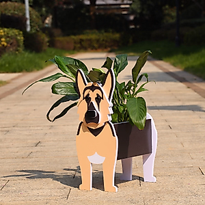 Gochoi German Shepherd Gifts,German Shepherd Dog Planter Plant Pot,Cute Dog Flower Pots for Outdoor Garden Decoration,Birthday Gifts for Women,Office Home Decor Small German Shepherd