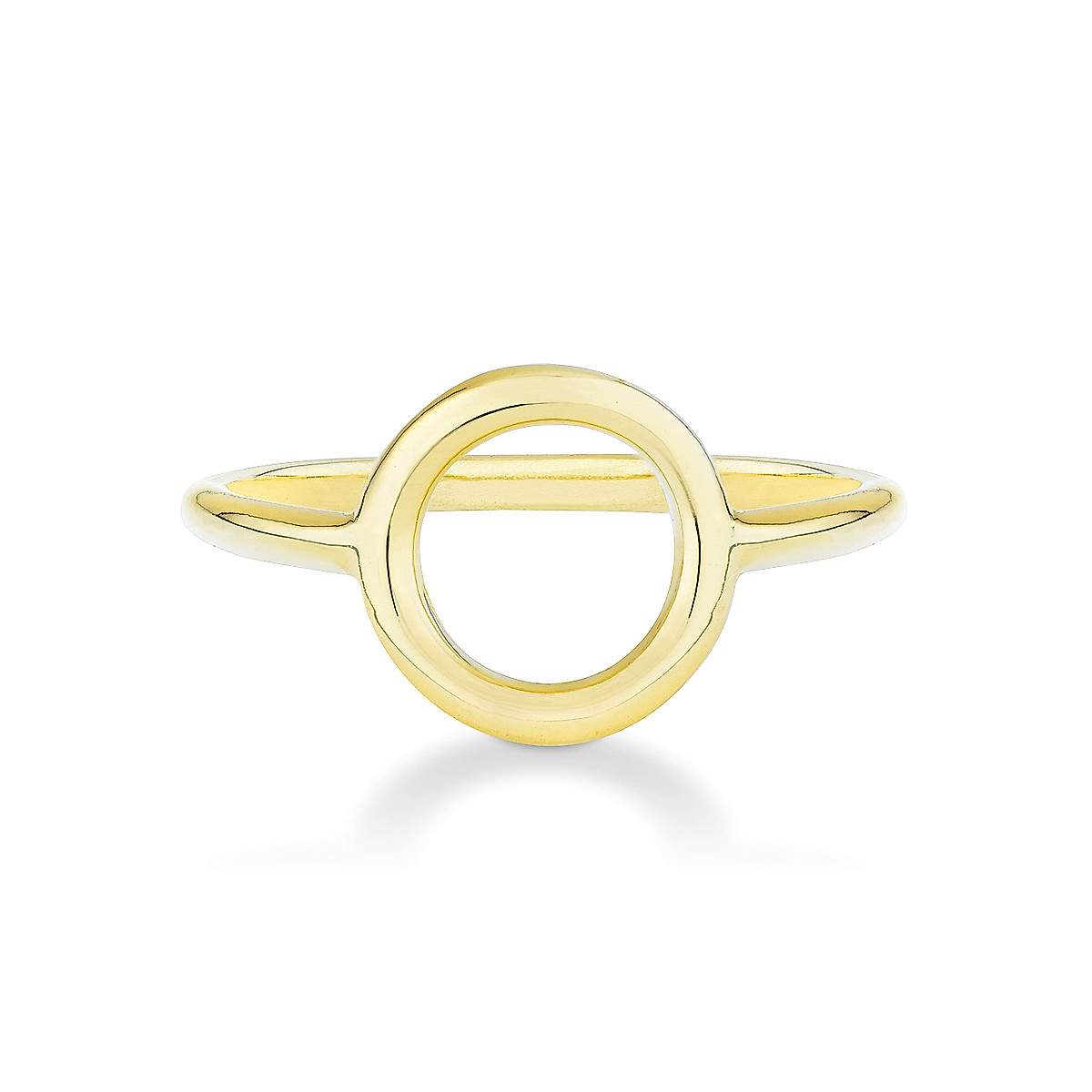 Miabella 925 Sterling Silver or 18Kt Yellow Gold Over Silver Open Circle Ring for Women Made in Italy (yellow-gold-plated-silver, 7)
