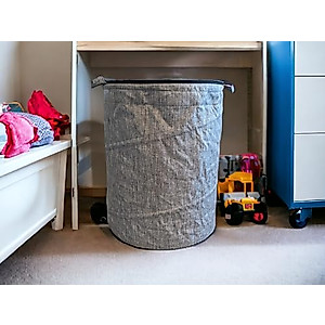 Toy Storage Basket with Cityscape Playmat - 11.8" Drawstring Toy Storage Bag with Foldable Play Mat Featuring Nonslip Backing - Portable Slide-Away Toy Storage Basket for Playrooms/Home/Travel