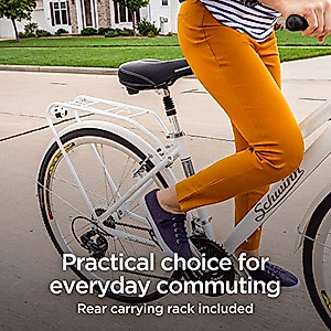 Schwinn Discover Adult Hybrid Bike for Men and Women, 700c Wheels, 21-Speeds, 17-Inch Aluminum Step-Through Frame, Front and Rear Fenders, Rear Cargo Rack, White