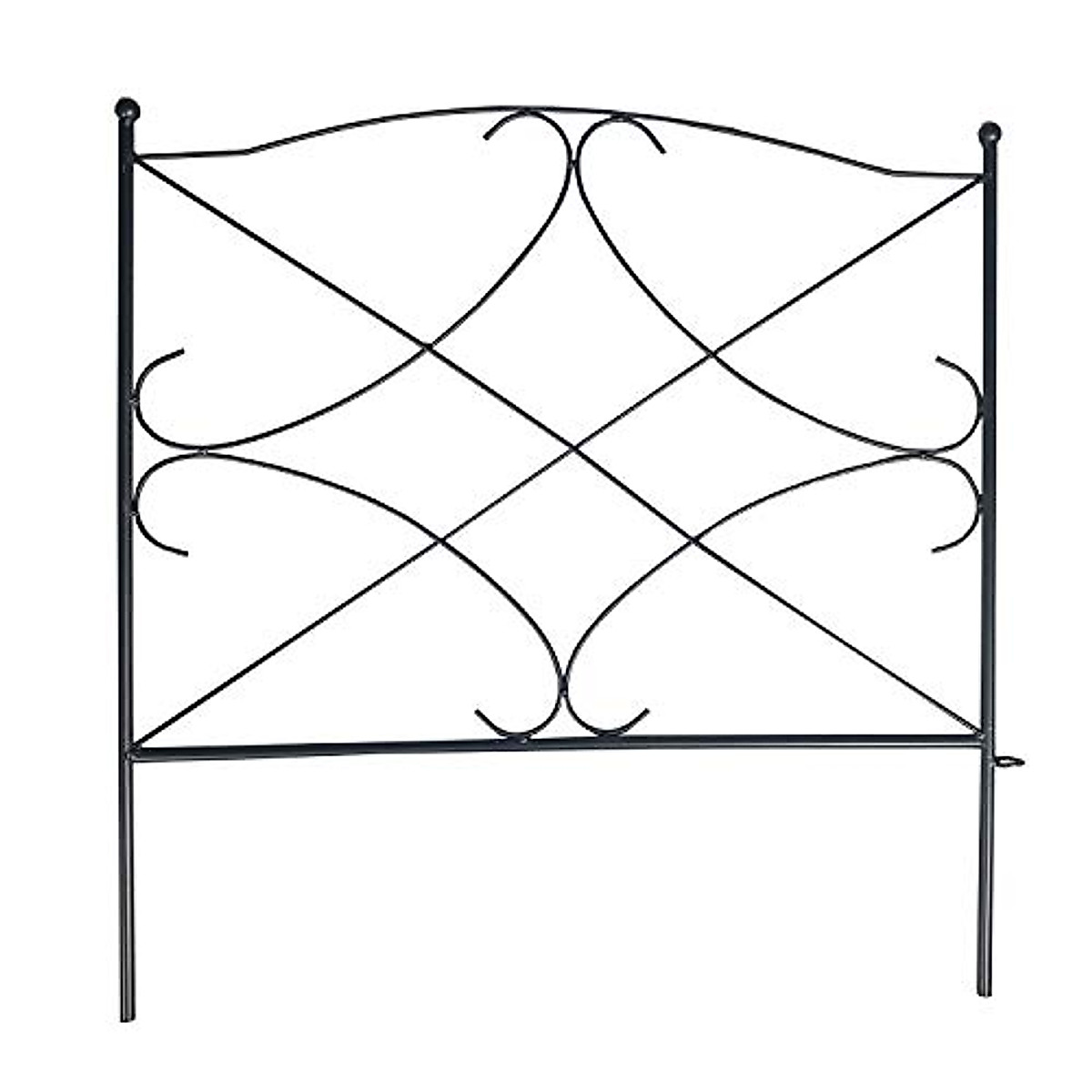 AshmanOnline Galvanized Garden Fence 24in x 10ft, Black (Set of 5) - Outdoor Metal Landscape Fencing Steel Wire Gate Border Edge Folding Patio Flower Bed Animal Barrier Section Edging.