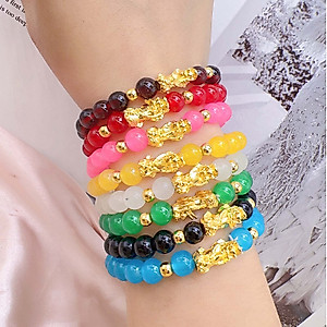 ZMANYIJEW 8 Pack Feng Shui Bracelets Pixiu Fortune Beaded Bracelet Fashion Colorful Men Women Good Luck Bracelets (8PCS, Alloy)