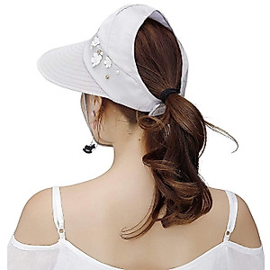 HINDAWI Sun Hats for Women Wide Brim Sun Hat UV Protection Caps Floppy Beach Packable Visor (Grey)