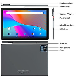 Moderness Tablet 10.1 Inch Android 12 Quad Core 32GB ROM 1280x800 IPS Display 5000mAh Tablets PC Gray