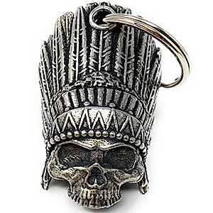 Bravo Bells Indian Skull Bell - Biker Bell Accessory or Key Chain for Good Luck on the Road