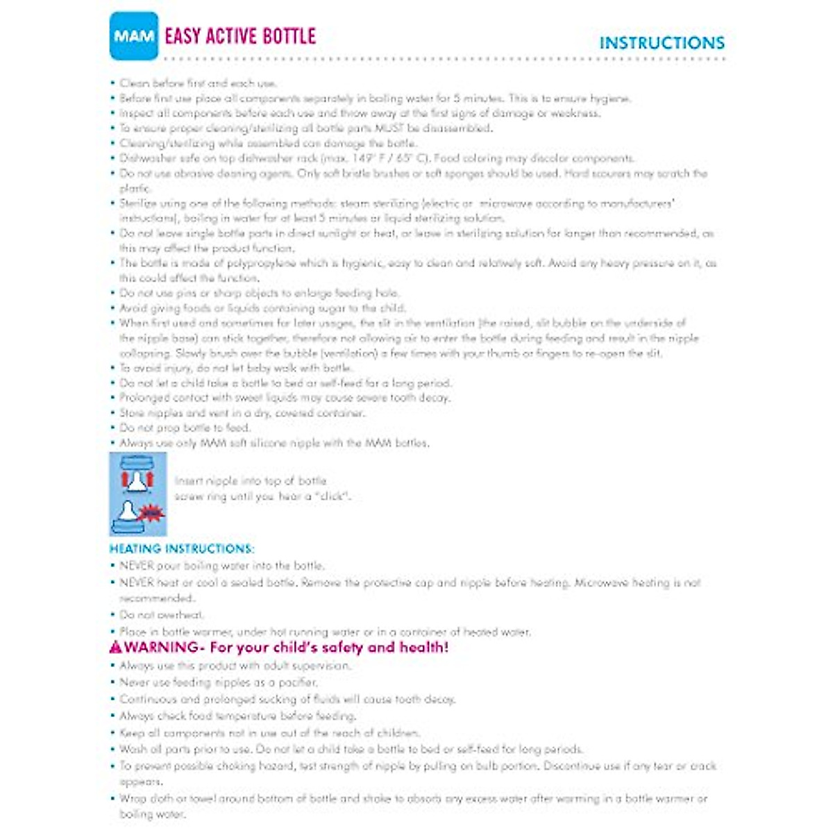 MAM Easy Active Bottle 11 oz (2-Count), Fast Flow Bottles, 4+ Month, Unisex, Gray