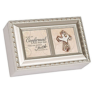 Cottage Garden Confirmation Inspirational Champagne Silver Petite Music Box Plays Amazing Grace
