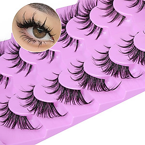 ALICE Manga Lashes Fox Eye False Clear Band Cat Wispy Anime Eyelashes Spiky Cosplay Fake Eye Lashes 7 Pairs Pack