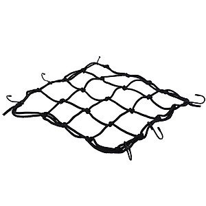 Cargo Net, 30x30cm Motorcycle 6 Adjustable Plastic Hook Hold Down Cargo Web Bungee Cord Packing Mesh Net Gear Luggage Netting with Small Mesh(Black)