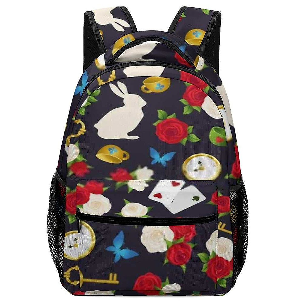 Travel Laptop Backpack Roses Rabbit Wonderland Large Capacity Business Ddurable Water Resistant College Laptop iPad Tablet Bag for Men and Women