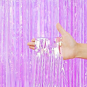 3 Pack Fringe Curtains Party Decorations,Tinsel Backdrop Curtains for Parties,Photo Booth Wedding Graduations Birthday Christmas Event Party Supplies (Rainbow Purple)