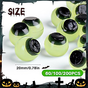 60 Pieces Sticky Eyeballs Glow in the Dark Eyeballs Toy Sticky Luminous Eyeballs for Halloween Party Favors