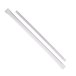 Karat C9090 7.75" Jumbo Straws (5mm Diameter), Paper-Wrapped, Clear (Case of 12000)