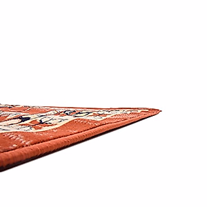 Unique Loom Taftan Collection Border Geometric Tribal Inspired Design Area Rug, 7 ft x 10 ft, Terracotta/Ivory
