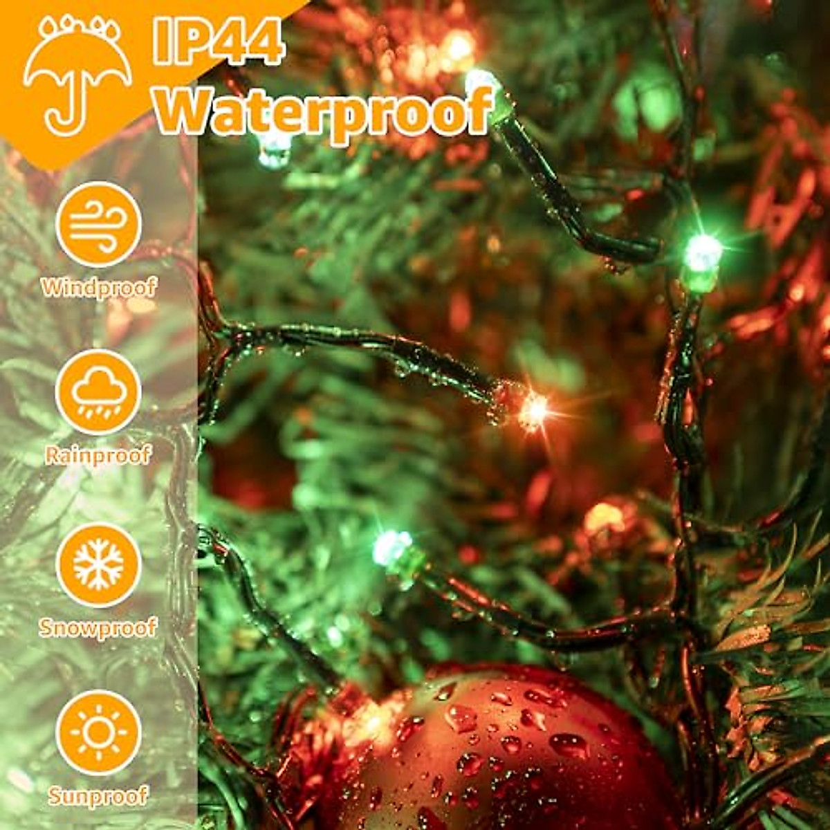 Ollny Cluster Lights for Christmas Tree, 600LED 30ft Red and Green Christmas Lights Outdoor 8 Modes Timer Remote, Waterproof String Lights for Indoor Outside Garland Xmas Decorations