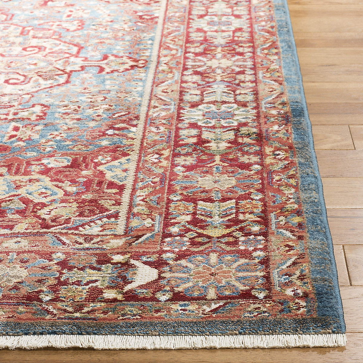 SAFAVIEH Kashan Collection Area Rug - 8' x 10', Blue & Red, Traditional Oriental Design, Non-Shedding & Easy Care, Ideal for High Traffic Areas in Living Room, Bedroom (KSN305A)
