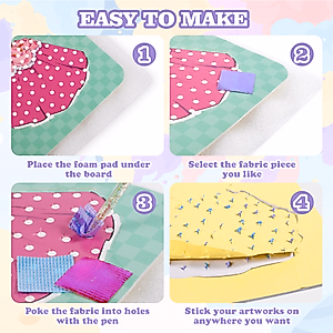 Nsuebck Poke in Art Kits for Girls - Easter Basket Stuffers Fabric Poking Crafts with 12 Princess Boards - Mess-Free Birthday Gifts for Kids Ages 4 5 6 7 8