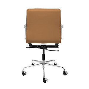 Laura Davidson Furniture Lexi II Padded Office Chair - Mid Back Desk Chair with Arm Rest, Swivel & Cushion Availability, Made of Faux Leather, Tan