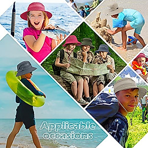 Century Star UPF 50+ Kids Sun hat Against UV Sun Rays Kids Bucket Hat Girls Boys Sun Hats Kids Camping Fishing Safari 2Pcs Khaki & Beige 5-13T