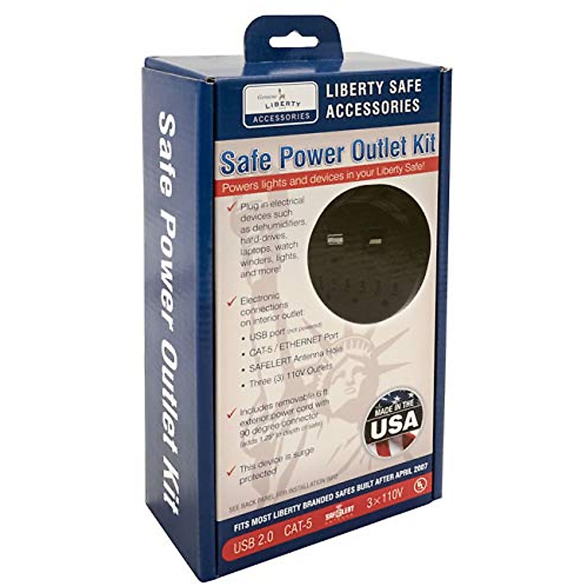 Liberty Safe Power Outlet Kit for Interior Safe Accessories with USB and Ethernet for Dehumidifiers and Lights