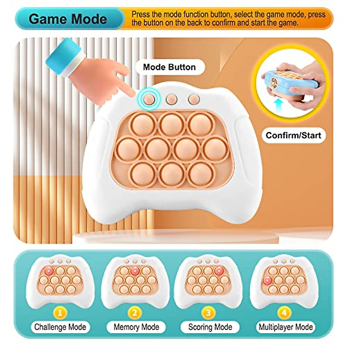 Pop Quick Push Game Console Series Toys for Kids, Interesting Push Bubble Fidget Stress Relief Toys, Anti-Stress Toys for Boys and Girls Aged 3-10 (Sky Blue)