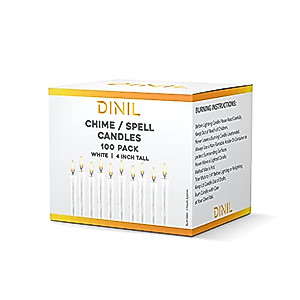 Dinil - Spell Candles for Rituals, Birthdays, Spells, Premium Chime Candles ( 100, White)