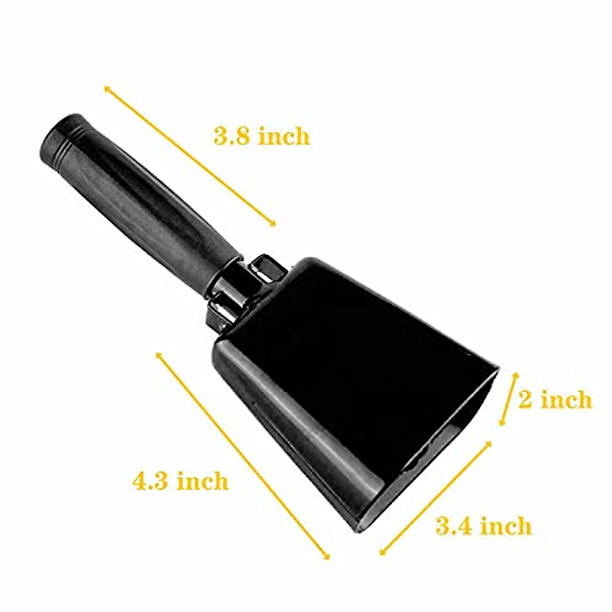 Steel Cow Bell with Handle Cowbells,Cheering Bell and Loud Noise Makers Hand Bells for Sporting Events,Football Games,School Bell,Farm Hand Chimes Percussion Musical Instruments (8 inch Black)