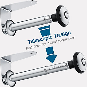 Paper Towel Holder Single Hand Tear - Upgraded Patented Signice Paper Towel Holder Under Cabinet Self Adhesive Towel Holders Wall Mount Hanging Counter Paper Towels Holder Rack for Kitchen (Stainless)