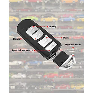 Smart Remote Key Fob for Mazda 3 6 Miata MX-5 2014-2019 FCC ID WAZSKE13D01, Replace BBY2-67-5RY BBY2675RY