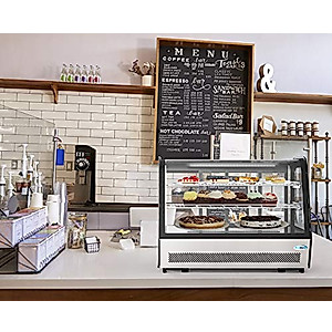 KoolMore - CDC-5C-BK 35" NSF Commercial Countertop Refrigerator Display Case Merchandiser with LED Lighting - 5.6 cu. ft, Black and Stainless Steel & SYBO SB-6000 Commercial Grade Soup Kettle, Black