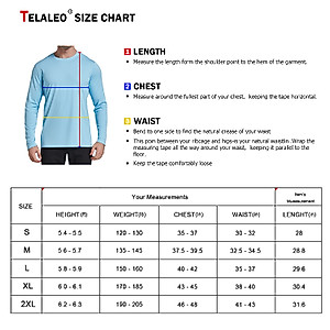 TELALEO UPF 50+ Men's Fishing Shirts Lightweight Quick Dry Long Sleeve Rash Guard Shirt Sun Protection Hiking Sports White/Blue S