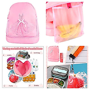 WUHBJJXY,20L, PREMIUM, MULTIFUNCTIONAL,DURABLE,Large Sized PINK KID Dance bag with Shoe Compartment and Wet and Dry separation features,Ballet bag,Dance backpack