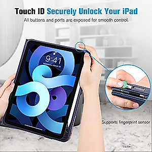 Fintie Folio Case for iPad Air 11-inch M2 (2024), iPad Air 5th / 4th Generation (2022/2020) 10.9 Inch, Multi-Angle Viewing Soft TPU Cover with Pocket & Pencil Holder, Blooming Hibiscus