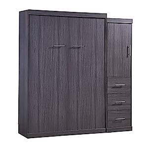 CABSETT Full Size Murphy Bed, Storage Platform Bed with Wardrobe and 3 Drawers, Can be Folded into a Cabinet, Multifunctional Design, for Small Spaces Place, Gray