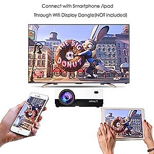 Video Projector, ARMAX Movie projector with Full HD 1080P & 170'' Display Supported,Protable Projector for Outdoor & Indoor with 40000 hrs LED Lamp Life,Compatible with TV Stick,HDMI,VGA,USB