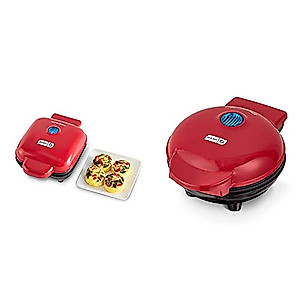 Dash DBBM450GBRD08 Deluxe Sous Vide Style Egg Bite Maker with Silicone Molds (1 large, 4 mini), Red & Mini Maker: The Mini Waffle Maker Machine - Red