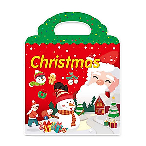 Christmas Sticker Book for Kids 1-5, Reusable Sticker Toys for 2-4 Years Old Boys Girls Christmas Gifts, Toddler Learning Toys Christmas Educational Gift for Toddlers Kids Age 1-4