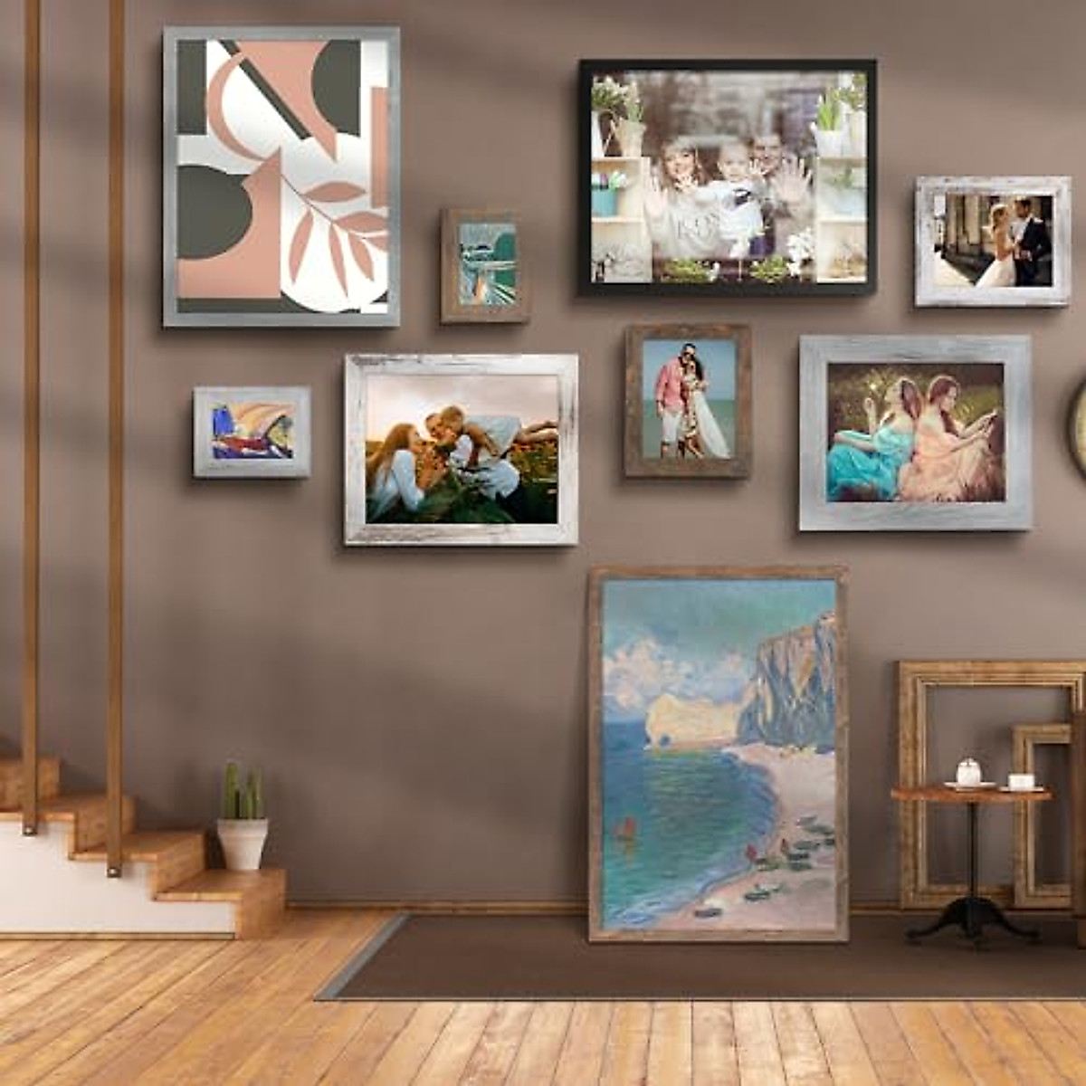 Frametory, 16x20 Poster Frame White Distressed Grain Style Frames for 16 by 20 Picture or Photo- Wide Moulding Design with Real Glass - Wall Display Hanging(2 Pack)