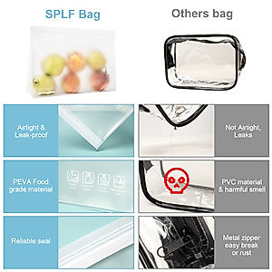 SPLF 4 Pack Leakproof Clear Toiletry bags, TSA Approved Quart Size Zipper Bags, BPA Free Travel Makeup Cosmetic Bags for Women Men, Carry on Airport Airline Compliant Bags