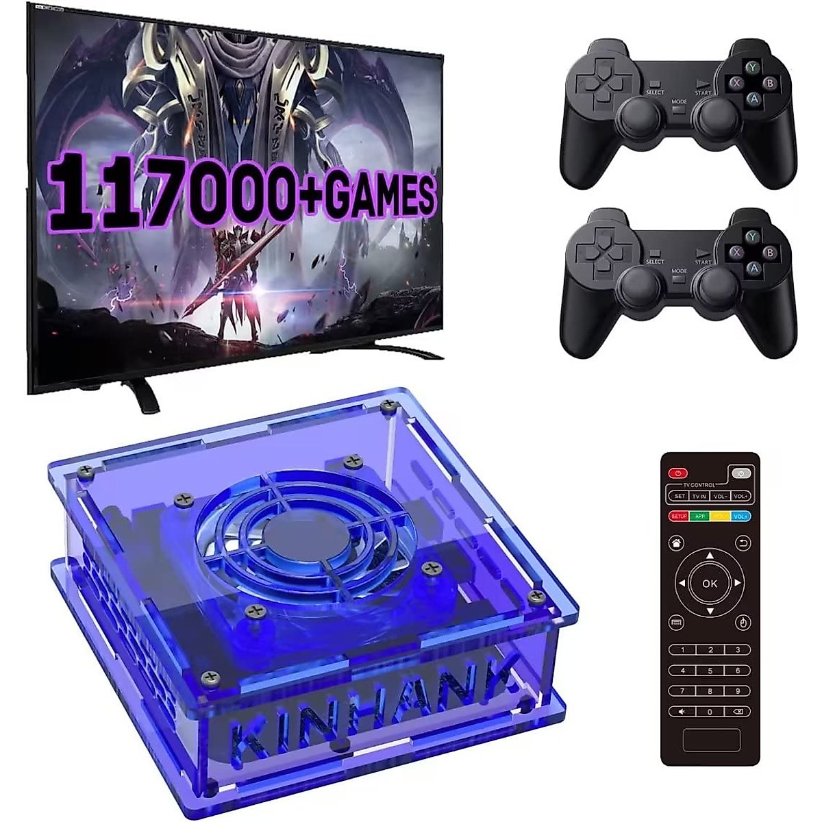 Kinhank Super Console X PRO Plus, Retro Game Console 256GB Built-in 117,000+ Games, Video Game Console Systems for 4K TV HD/AV Output, 2 Wireless Controllers (256)