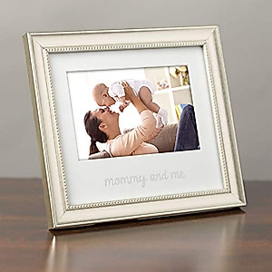 Lil Peach Mommy and Me Photo Frame, Newborn Baby Keepsake, Mother's Day Gifts, Gender-Neutral Nursery Decor, 4" x 6" Photo Insert, Silver